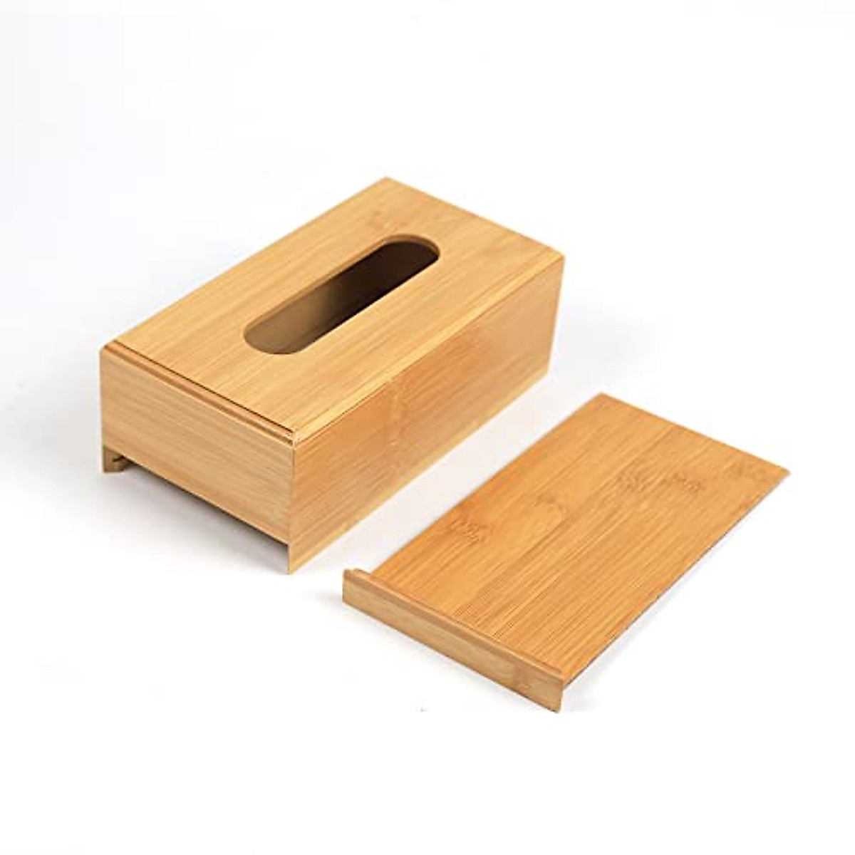 Bamboo Tissue Box Cover Rectangular Facial Tissue Holder for Office Home 9.1 x 3.1 x 4.7 inch