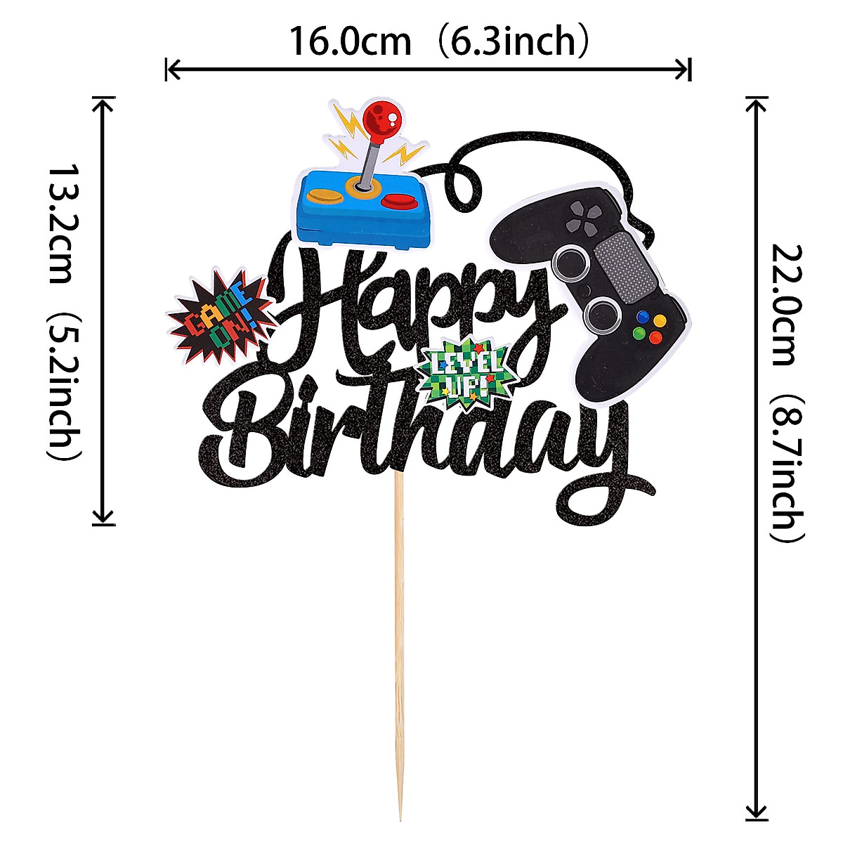 25 PCS Video Game Cupcake Toppers Video Game Happy Birthday Cake Topper Game On Controllers Cupcake Picks GamePad Cake Decorations for Game Theme Baby Shower Kids Birthday Party Supplies