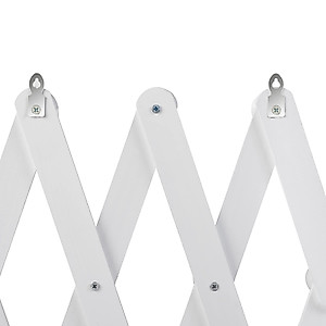 TRSPCWR 2 Pack Accordion Wall Hanger, Expandable Coat Rack Wall Mounted, Solid Wooden Wall Hat Rack, Wood Hat Hanger for Hanging Coat, Hats, Caps, Mugs, 10 Peg, White