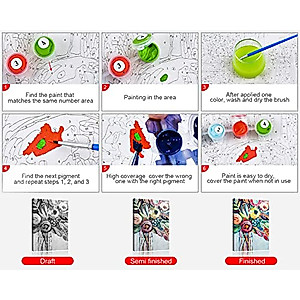 Paint by Numbers Flowers, Abstract Paint by Number for Adults, Adult Paint by Number Kits on Canvas Drawing Paintwork with Paintbrushes, Easy Paint by Numbers for Kids Art Crafts 16"x20"(Frameless)