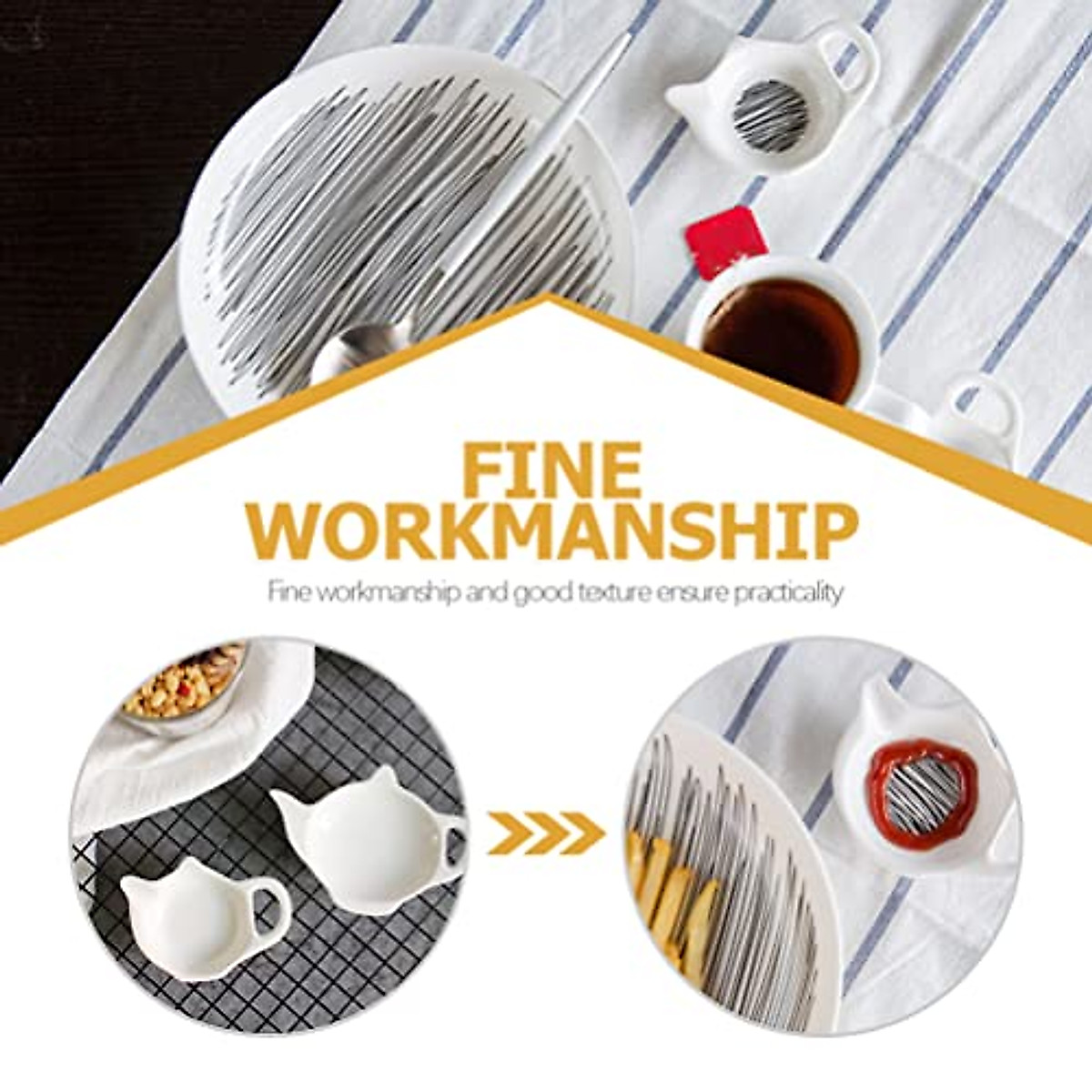 CALLARON Coffee Accessories 2pcs Ceramic Tea Bag Coasters Spoon Rest Teapot Shape Teabag Caddy Holder Saucer Set Sauce Dip Bowl Snack Seasoning Dish Tray Bracket for Tea Party Decorative Tray