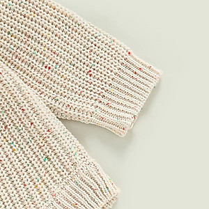 FYBITBO Baby Girl Boy Sweater Knit Oversized Pullover Sweatshirt Romper Onesie Warm Fall Winter Clothes Outfit Newborn (A Color Dots Cream,0-3 Months)