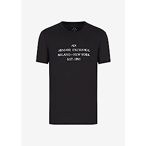 A|X ARMANI EXCHANGE Armani Exchange Men's EST 1991 Logo Tee, Black, Medium