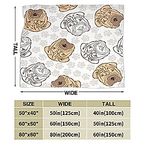 Brown White Shar Pei Throw Blanket All Year Round Light Weight Warm Super Soft Plush for Air-Conditioned Room Bedding Luxury Throw Blanket Blankets for Bedroom Living Rooms Sofa Couch