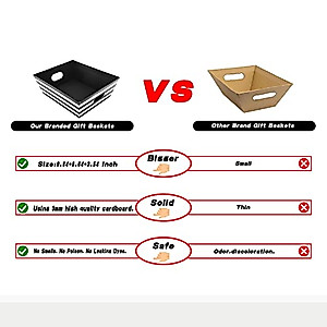 Basket For Gifts Empty, 5 PCS Sturdy Diy Bulk Gift Basket Kraft Market Tray Cardboard Basket With Handles, Gift Basket Kit Supplies Wrap To Fill For Holiday Birthdays Easter Christmas Weddings