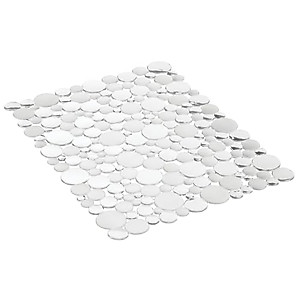 mDesign Adjustable Kitchen Sink Dish Drying Mat/Grid - Soft Plastic Sink Protector - Cushions Sinks, Stemware, Glasses, Dishes - Quick Draining Bubble Design - Large, 15.5" Long, 2 Pack - Clear