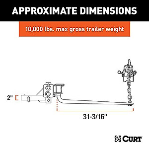 CURT 17052 Round Bar Weight Distribution Hitch with Integrated Lubrication, Up to 10K, 2-Inch Shank