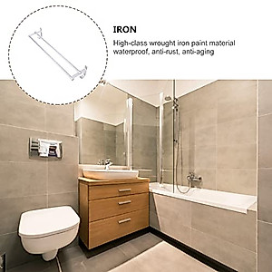 ICOBES Multipurpose Paper Towel Holder Stand Wall- Mounted Towel Racks Bar Holder: Double Towel Rod Towel Hangers Towel Rack Holder Organizer Shelf for Bathroom Toilet 50Cm Wall Mount Paper Towel Hold