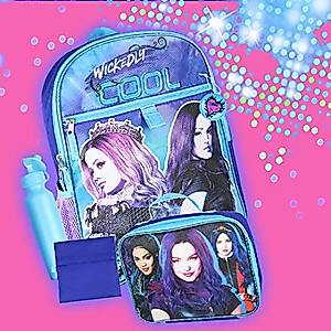 Disney Descendants Wickedly Cool 16" Backpack Lunch Tote Water Bottle Squishy Snack Tote 5 Pc Set
