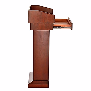 Adir Podium Stand Wood - Height 37.5" Pulpits for Churches, Reception Desk Lectern with Spacious Drawer for Hotels, Seminars, Weddings, and Classrooms (Mahogany)