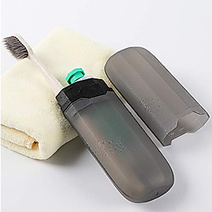 Travel Toothbrush Case Box, Plastic Portable Toothbrush Holder, Capsule Oran Denture Care Container, Denture Brush Case Toothpaste Storage Box for Travel Camping Business（2 Pcs, Transparent White ）