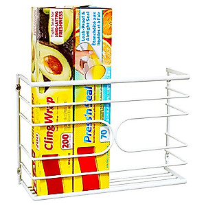 DecoBros Wall Door Mount Kitchen Wrap Organizer Rack, White