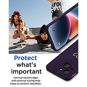 AICase iPhone 14 Plus Case for Women with Full Camera Lens Protection and Hand Strip Loop, Silicone Heart Girly Cute Side Soft Slim Shockproof Protective Cover for iPhone 14 Plus 6.7 inch_Purple