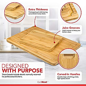 EatNeat Extra Large Bamboo Cutting Board Set- Luxury Kitchen and BBQ Chopping Board with Juice Grooves for Meat Carving, Fruits, and Vegetables- One XL 18 x 12-Inch and One 10 x 8-Inch