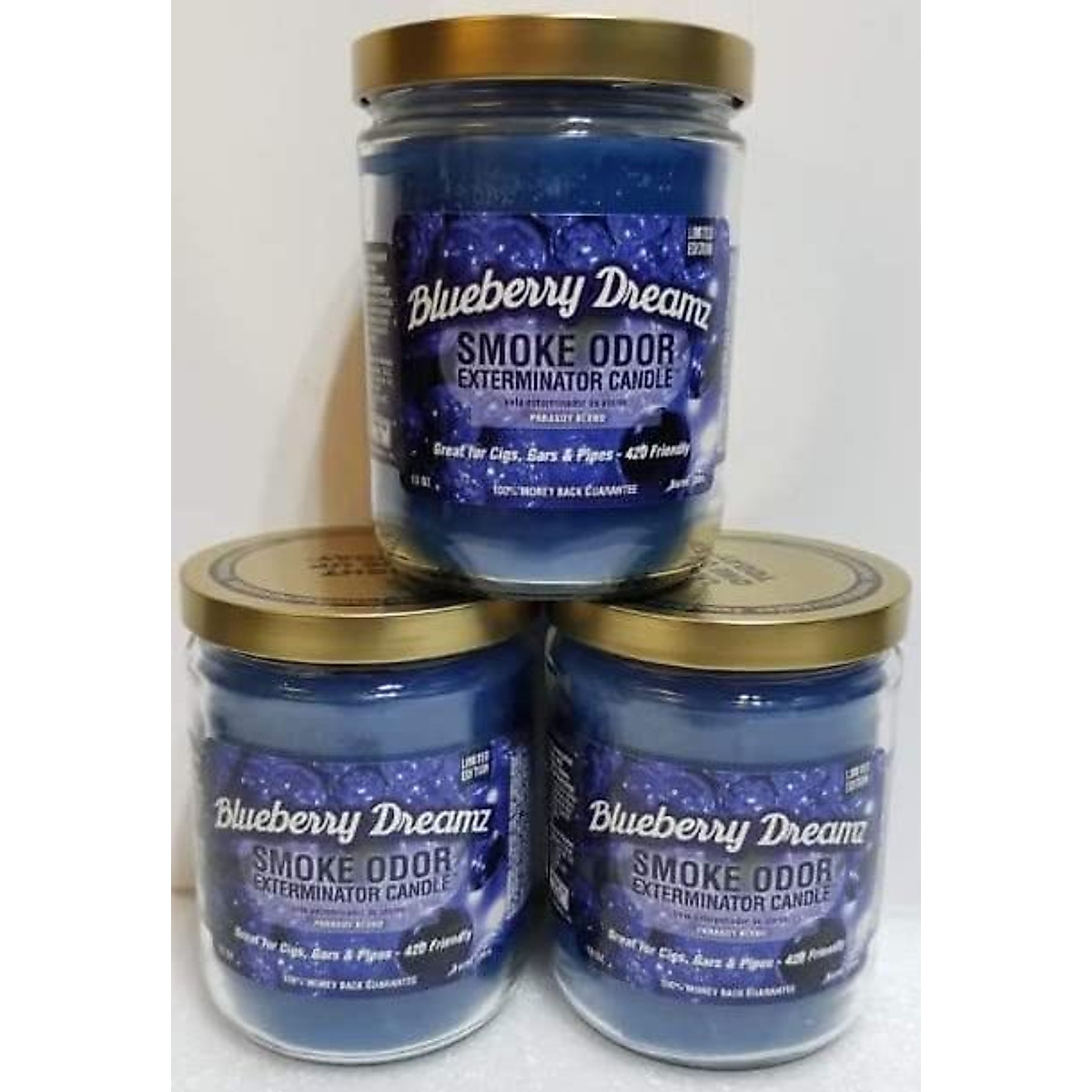 Smoke Odor Exterminator 13 oz Jar Candles Blueberry Dreamz, Set of Three Candles