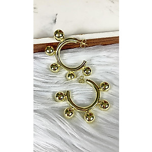 Sheila Fajl Augusta Large Ball Statement Hoop Earrings in Polished Gold Plated