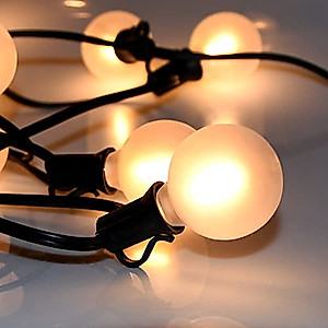 Pallerina 25Ft Frosted White String Lights with 27 G40 Globe Light Bulbs, Frosted Outdoor String Lights for Backyard Porch Balcony Party Wedding Umbrella, G40 5 Watt Bulbs E12 Base- Black Wire