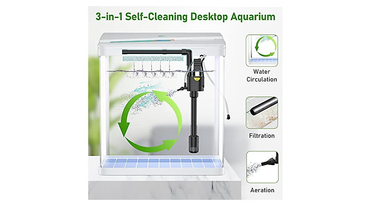 PONDON 8 Gallon Fish Tank Starter Kit with LED & Filter