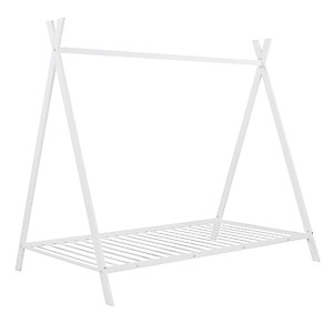 Bellemave Floor Bed Twin Size for Kids, Metal Montessori Floor Bed, Twin House Bed for Kids Girls Boys, Tent Bed, Twin,White