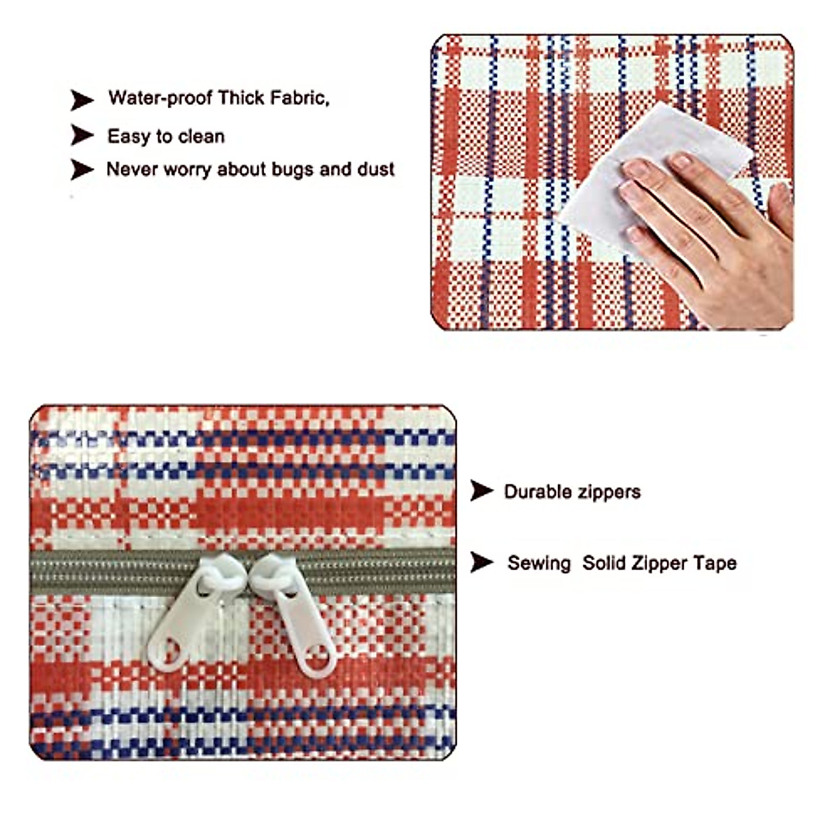 Heavy Duty Jumbo Moving Bags, 168L Oversize Organizer Storage Bags With Durable Zippers for Clothes Comforter Pillow, Water-proof Totes for Carrying Camping Bedding (Set of 4) Red