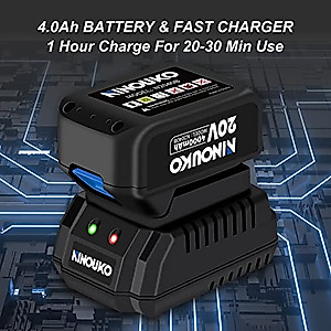 NINOUKO Leaf Blower, 150MPH Leaf Blower Cordless with 4000mA Battery & Charger, 20V Electric Leaf Blower for Lawn Care, Battery Powered Leaf Blower for Yard / Patio