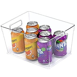 MULSAME Plastic Kitchen Organization Pantry Storage Clear Bins For Fridge, Freezer, Kitchen Cabinet, Household Food Storage Baskets, Bedrooms, Bathrooms, BPA Free 1 pack