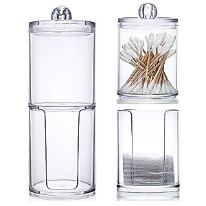 Kamay's Transparent Cotton Ball Pad Swabs Make Up Pads Dispenser Holder Organizer Container with lid Multifunction Acrylic Cosmetic Makeup Organizer (A)