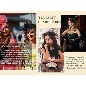 Zando Fascinators for Women Tea Party Hats for Women & Girls Kentucky Derby Hats for Women Flower Mesh Feathers Headband Fancy Headwear Hair Clip for Wedding Church Black Fascinator Hats for Women