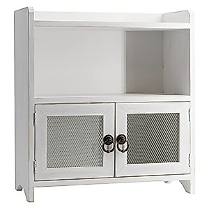 COLLECTIVE HOME - 2 Tiered Storage Cabinet, Countertop Cabinet, Wood Organizer for Kitchen Living Room Bedroom Bathroom Office with Magnetic Door, 15.75 x 14.5 x 6.5, White, 01