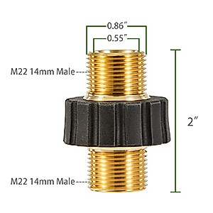 FIXFANS Pressure Washer Adapter Set, M22-14mm Male Fitting to M22-14mm Male Swivel, 5000PSI Pressure Washer Hose Thread Kit