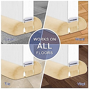 HADOR Door Draft Stopper Noise Blocker 36 Inches for Bottom of Door, Light Yellow Twin Triangular Under Door Draft Stopper Seal Gap Machine-Washable Air Blocker