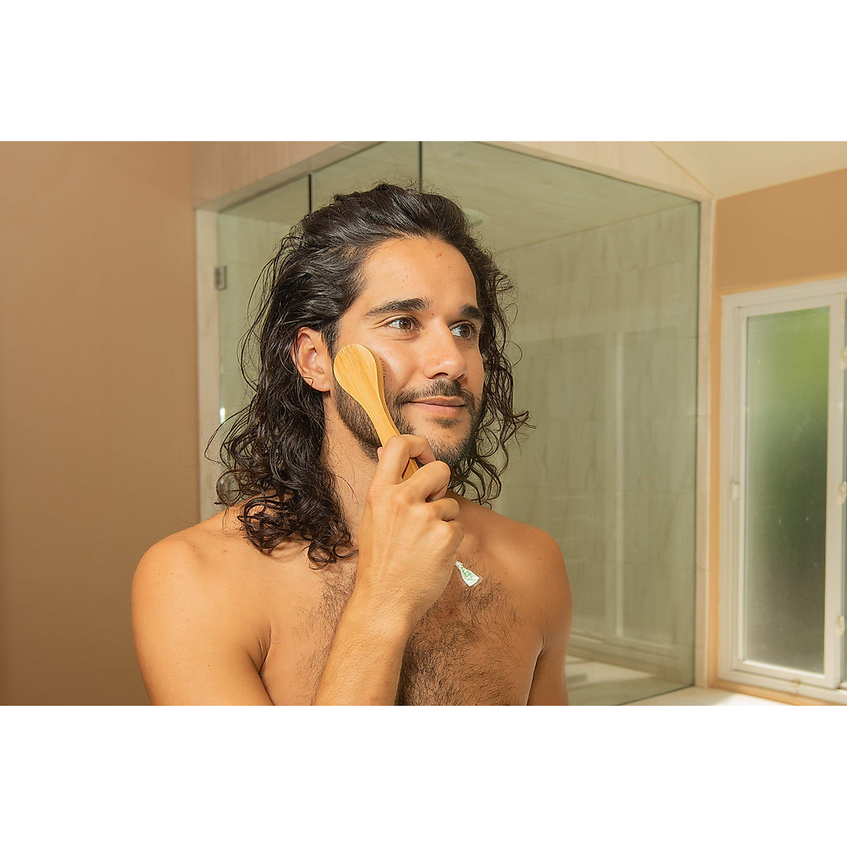 GranNaturals Manual Facial Brush Dry Brushing Scrubber - Natural Bristles for Exfoliation - Promotes Lymphatic Drainage, Deep Cleansing, Gentle Pore Cleaning for Glowing, Soft Skin - Wooden Handle