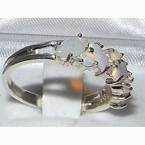 LetsBuyGold 925 Sterling Silver Real Genuine Opal Womens Eternity Ring - Size 7