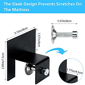 kulusion 6 Packs Mattress Slide Stopper, Non Slip Mattress Holder for Bed Frame, Adjustable Mattress Gaskets for Metal Bed Frame Easy to Assemble - Black