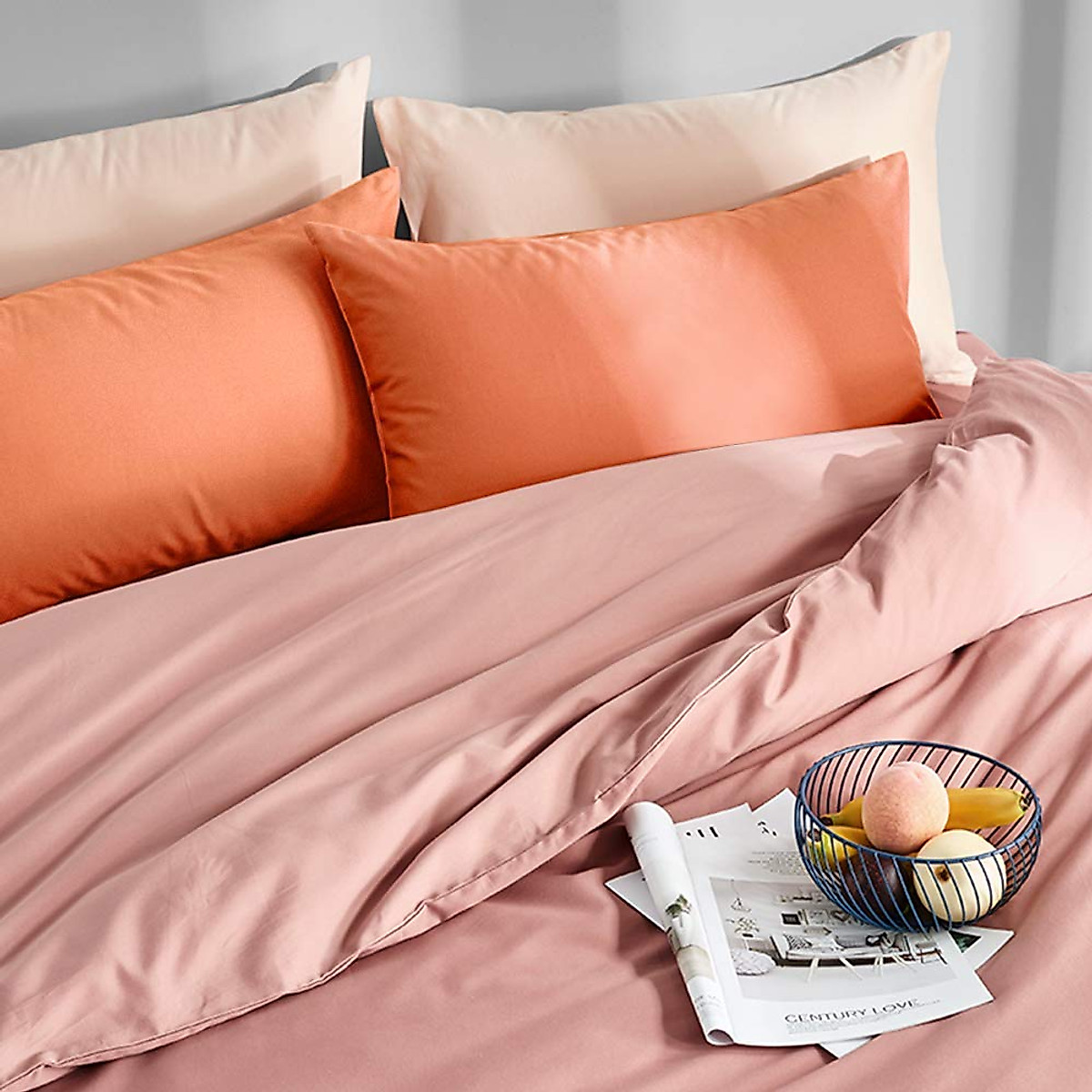 FLXXIE Microfiber Pillow Cases Queen Size Set of 2, Soft Pillowcases with Envelope Closure, Wrinkle Resistant Pillow Covers, 20x30, Orange