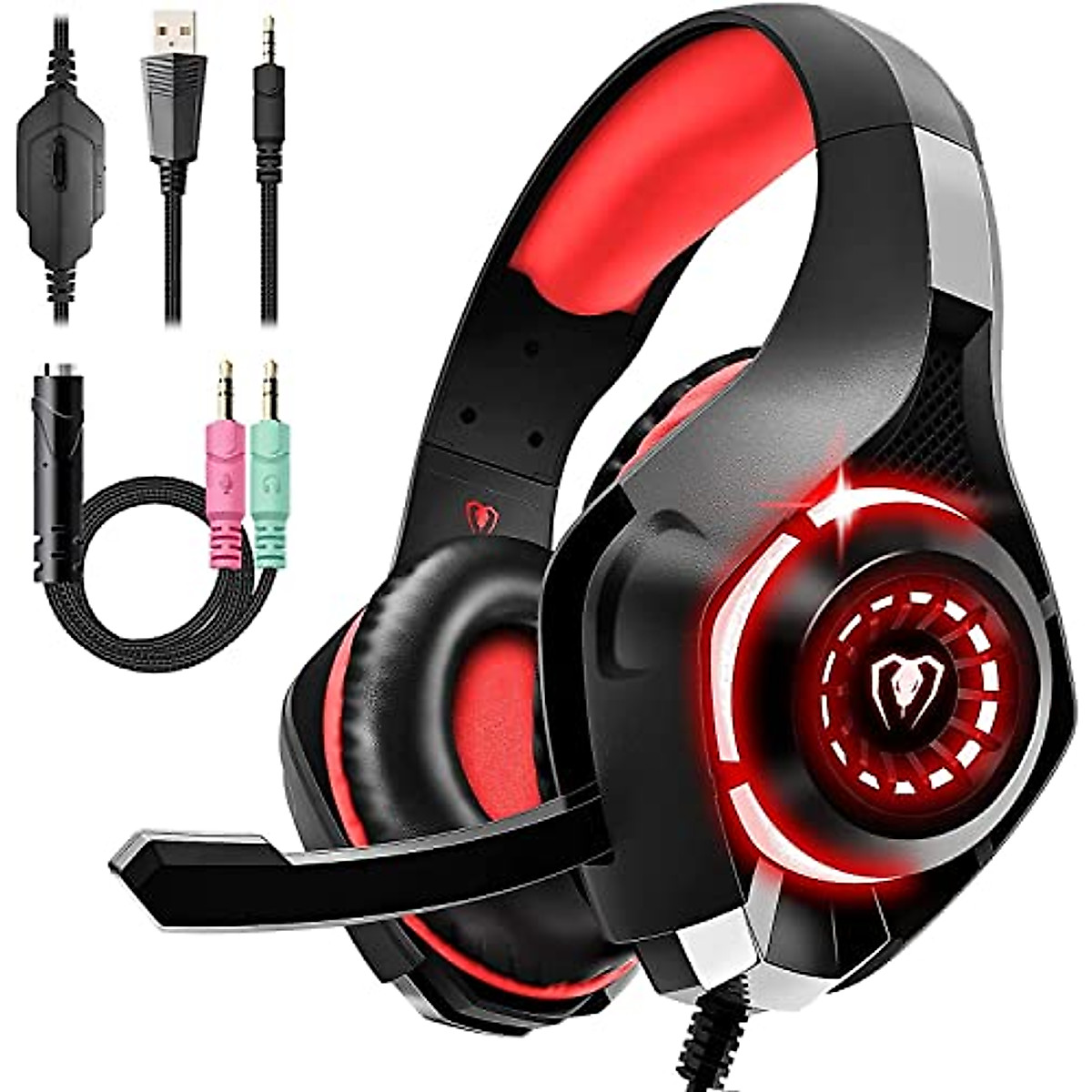 Gaming Headset for PS4, PS5, PC, Xbox One, Over-Ear Gaming Headphones with Noise Cancelling Mic, Premium Stereo, Lightweight Comfortable Earmuffs for Switch Laptop Mobile