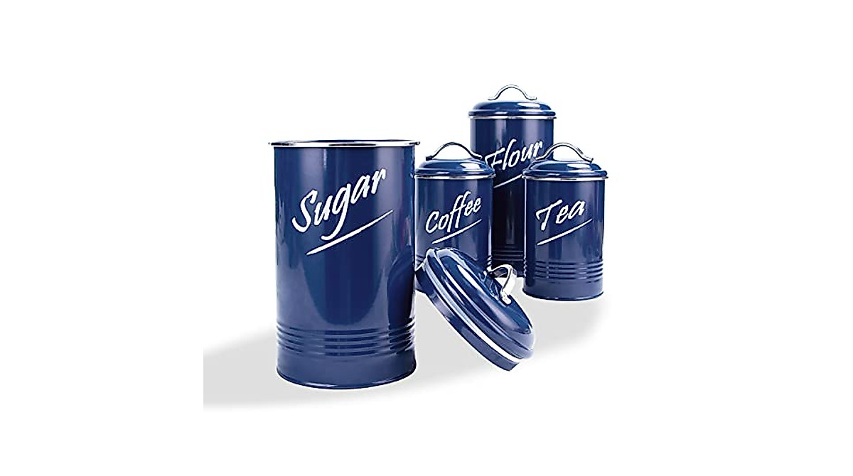 Hillbond Navy Blue Food Storage Canisters Set of 4 – Airtight & Stylish