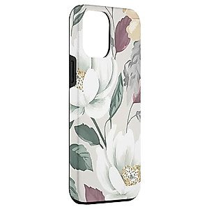 iPhone 13 Pro Max Watercolor Floral Pattern With White and Yellow Flowers Case