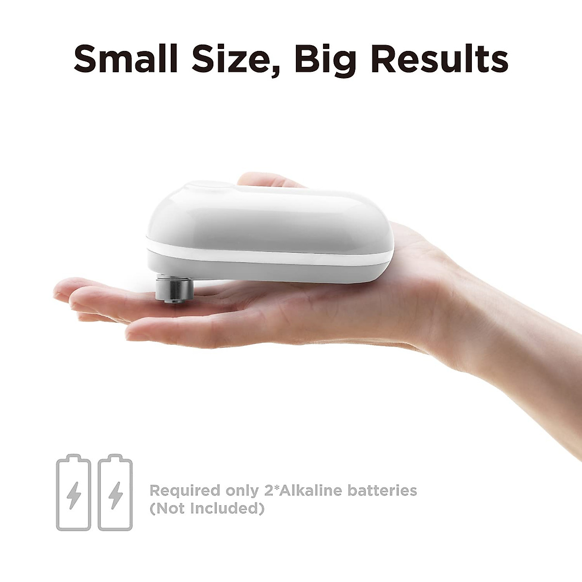 Kitchen Mama Mini Electric Can Opener Smooth Edge: Open Cans with A Simple Press of Button - Ultra-Compact, Mini-Sized Space Saver, Portable, Hands Free, Food-Safe, Battery Operated (White)