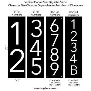 Discovered Designs – 20” Custom Address Number Sign - Black or White – Vertical or Horizontal – Made in USA (Black 20 inch Vertical)