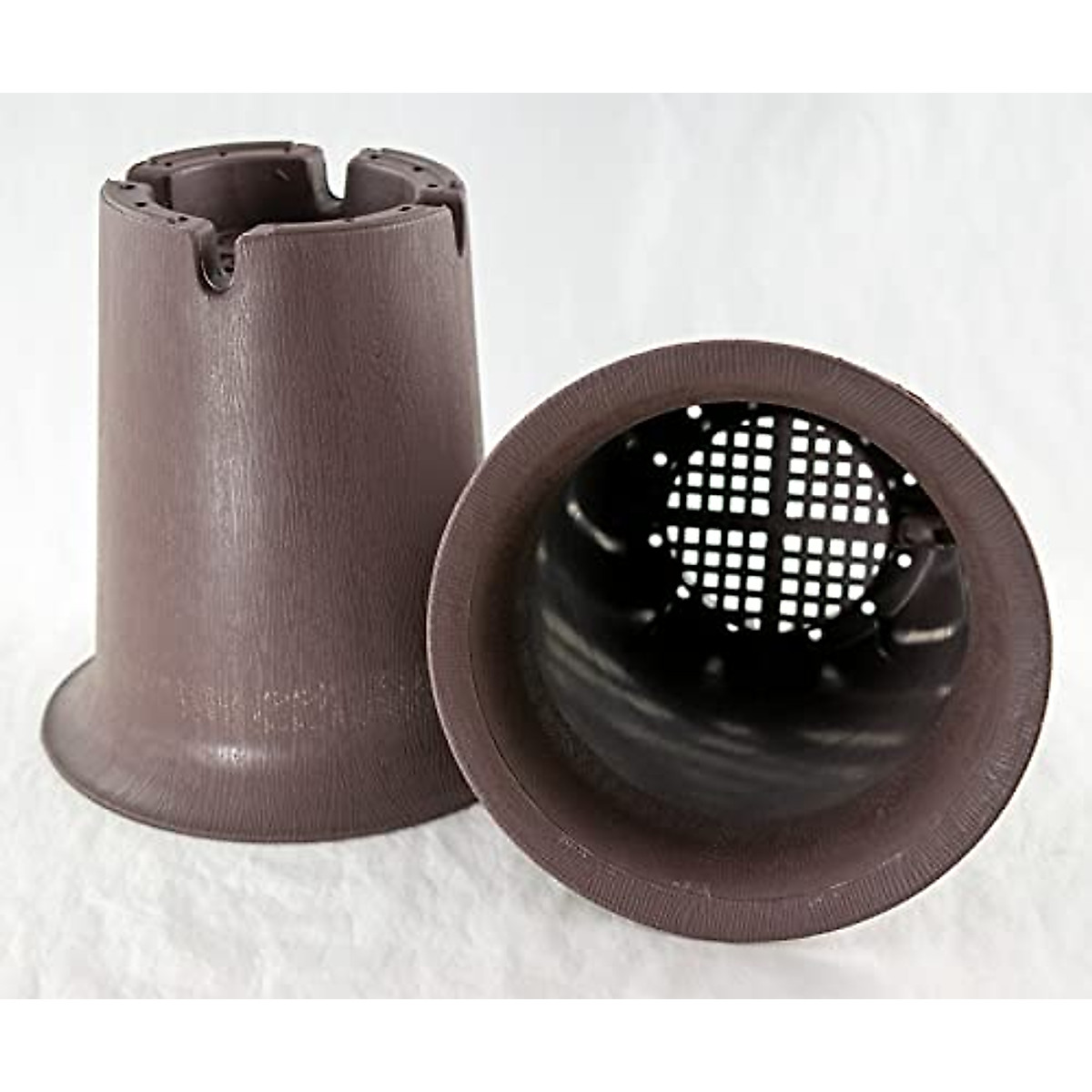 2 Round Cascade Plastic Bonsai, Succulent & Orchid Planter 5.25"x 5.25"x 5.75" - Tan