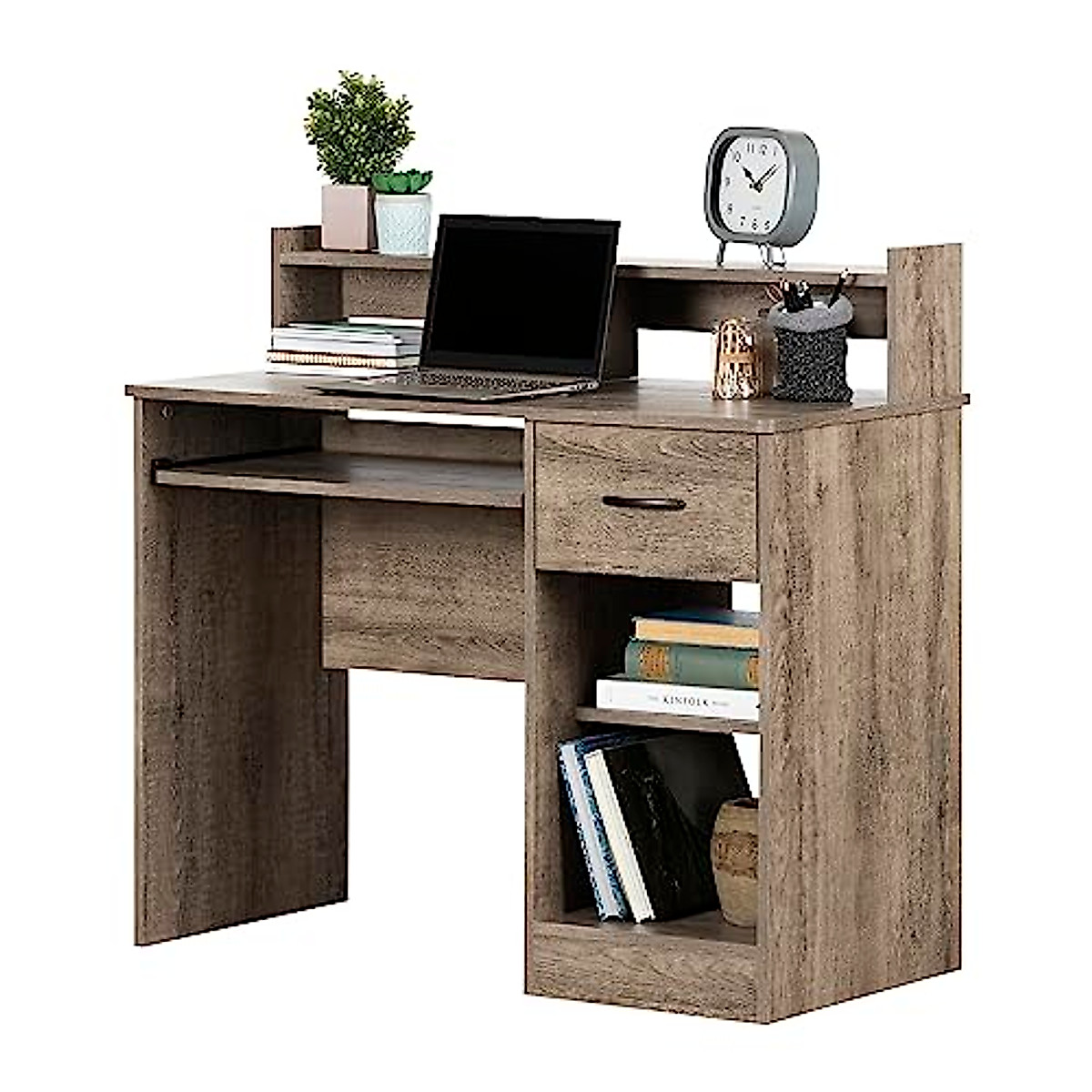 South Shore Axess Desk with Keyboard Tray-Weathered Oak