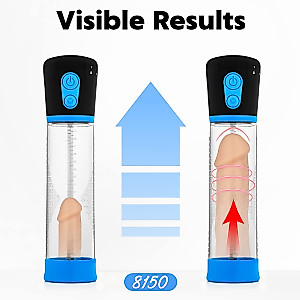 Electric Penis Vacuum Pump - Automatic Penis Enlargement Extend Pump with 3 Suction - Men Sex Toys - Pumps & Enlargers for Male Masturbation - Sex Toy Blue