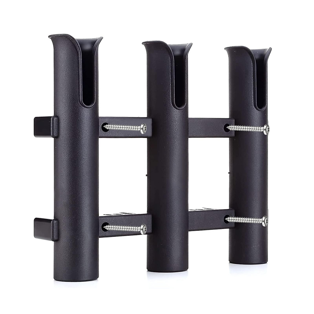 BigTron Fishing Rod Holder Bracket, Tube 3 Rod Rack, Fishing Rod for Boat Kayak Garage Storage or Truck with Screws Side-Mount (Black) (3)