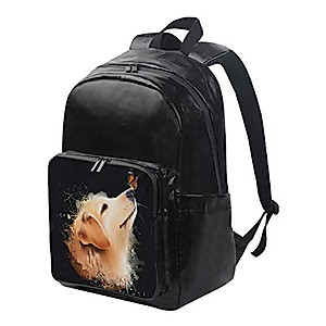 ALAZA Watercolor Golden Retriever Dog With Butterfly Art Large Canvas Backpack Water Resistant Laptop Bag Travel School Bags with Multiple Pockets for Men Women College