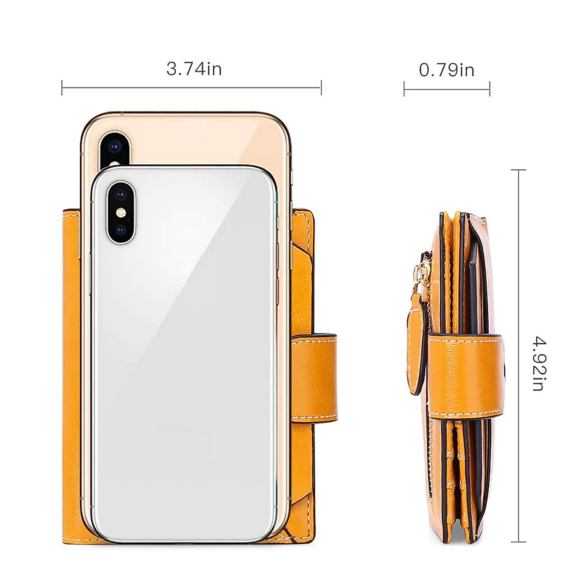 GOIACII Women Wallet RFID Blocking Leather Small Bifold Zipper Pocket Wallet Compact Card Case Purse with ID Window