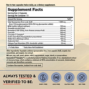 Mt. Angel Vitamins - Joint Solution Advanced, with Curcumin C3 Complex, Glucosamine, Hyaluronic Acid, Bromelain, Collagen Type 2 & MSM, Improves Fluidity & Supports Joint Comfort (60 Capsules)