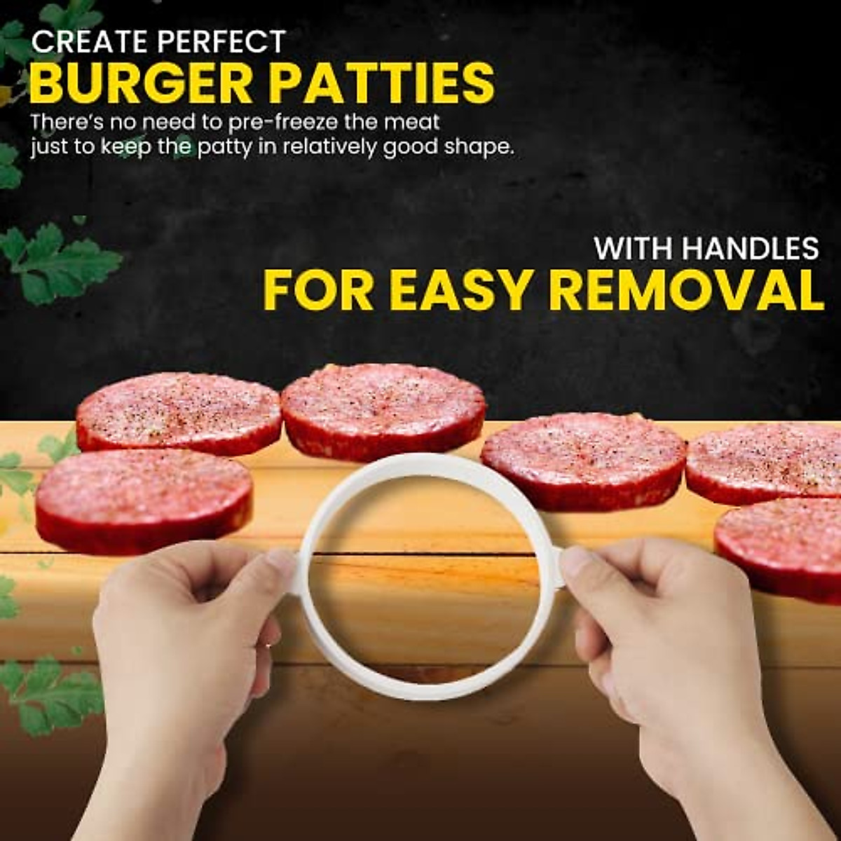 (6-Pack) 1/3 LB Sous Vide Burger Rings, Burger Immersion Cooking Ring Molds with Handles - 0.75" Thick Sous Vide Burger Patty Makers - Food-Safe Plastic - FOR SOUS VIDE USE ONLY