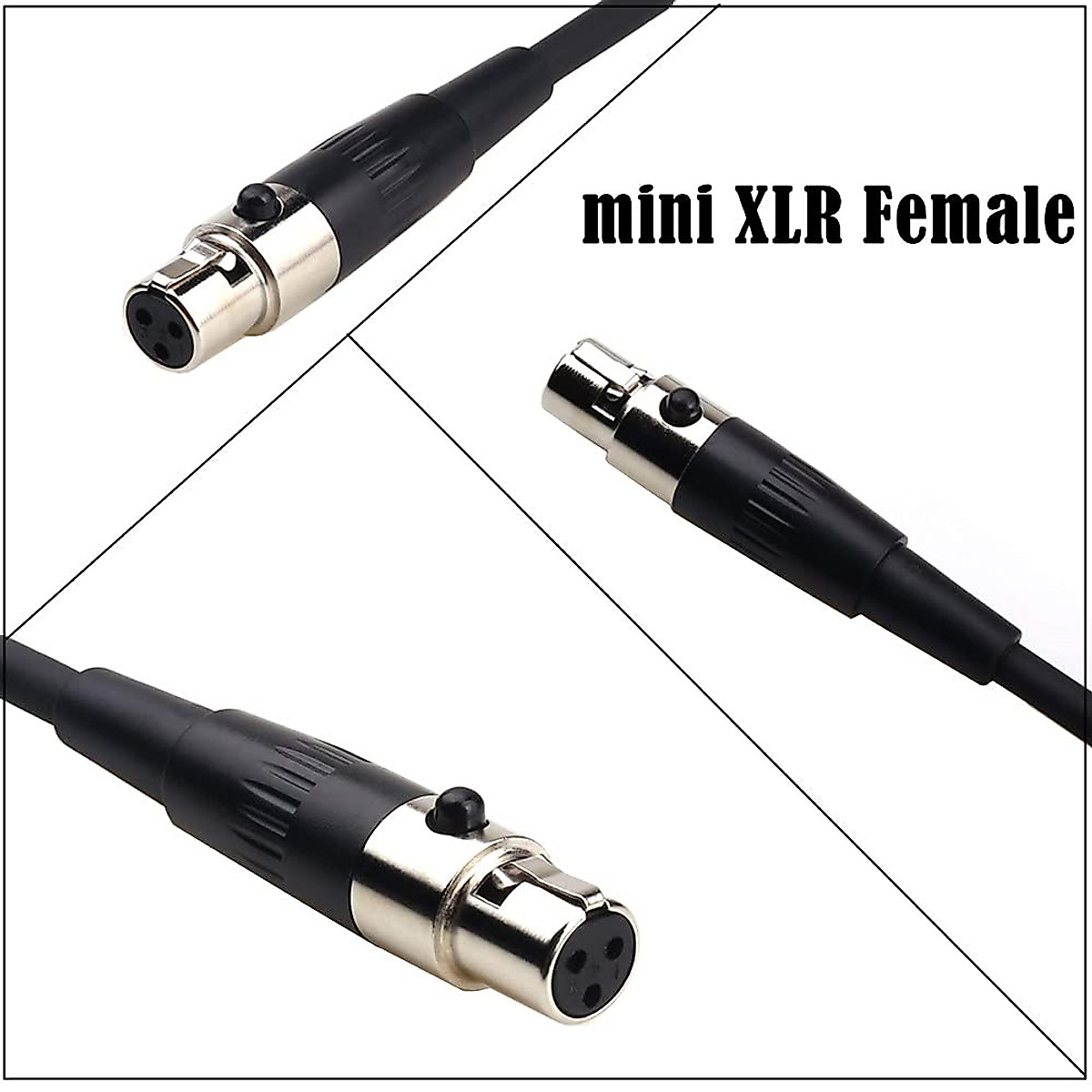 MMNNE 1FT 1/4" TS Male Plug to Mini XLR-Female 3-Pin Cable Connector, Straight Connectors (Black 1FT)