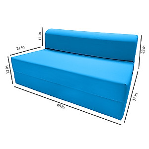 D&D Futon Furniture Sleeper Chair Folding Foam Bed, Studio Guest Sofa Mattress, 72 x 48 x 6 in Thick, Turquoise